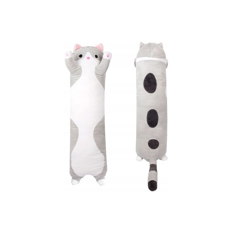 Mielas pliušinis žaislas katė - pagalvė, pilka 50cm