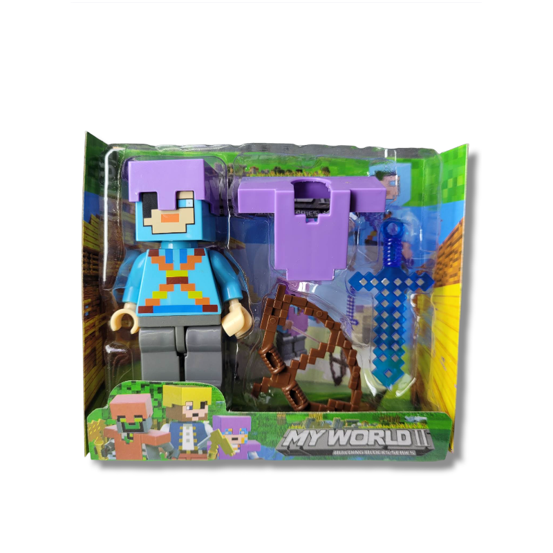 Minecraft figūrėlė su lanku ir kardu