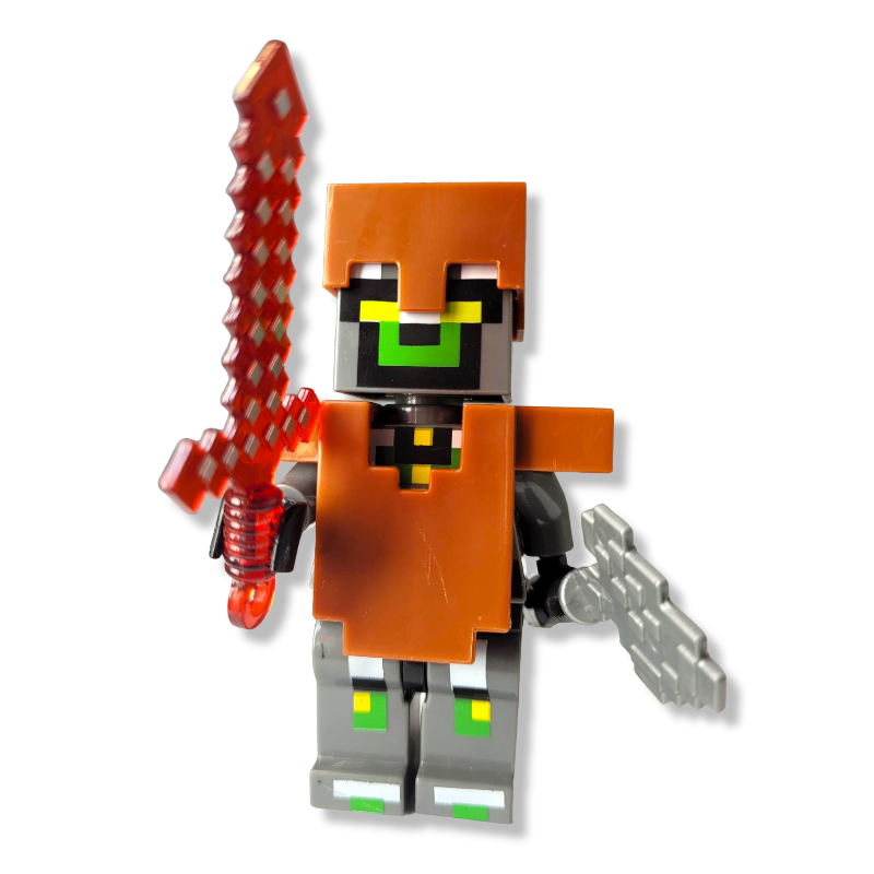 Minecraft figūrėlė su kūju ir kardu