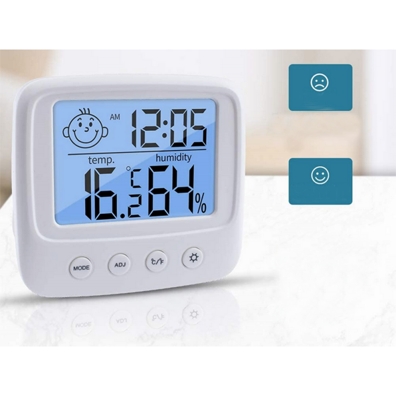 Elektroninis LCD higrometras / termometras su laikrodžiu
