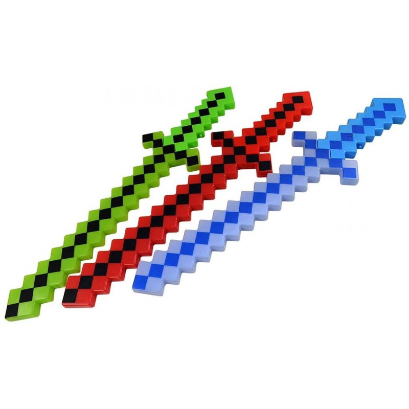 Šviečiantis ir garsus skleidžiantis Minecraft stiliaus kardas - raudas