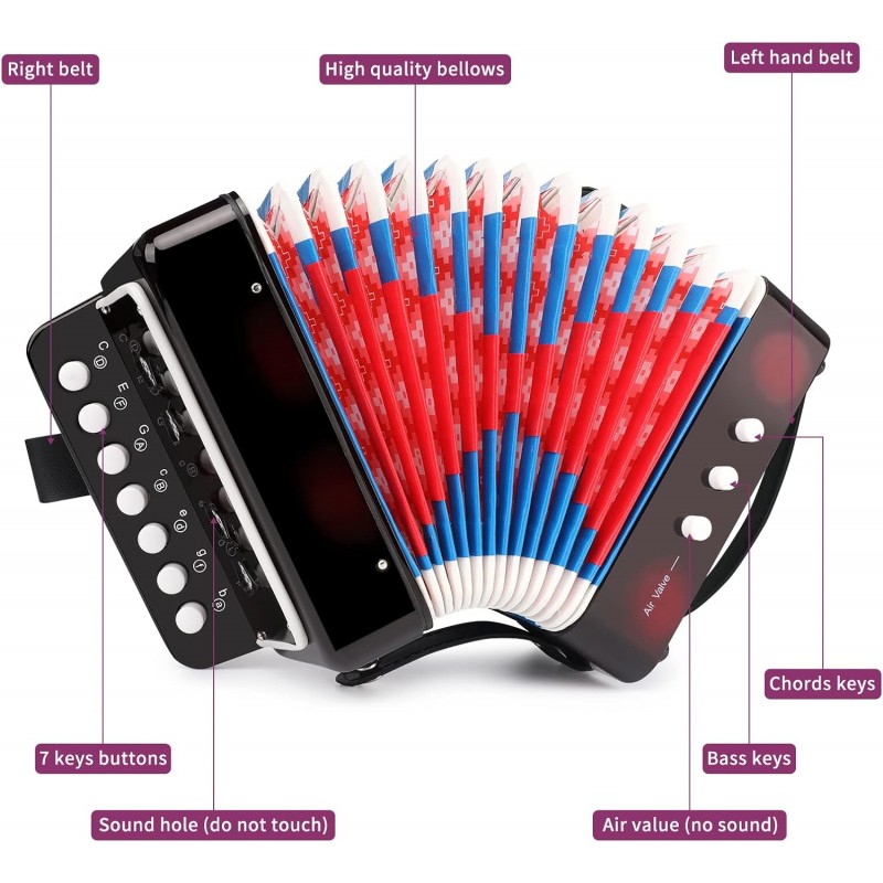 Vaikiškas akordeonas - juodas
