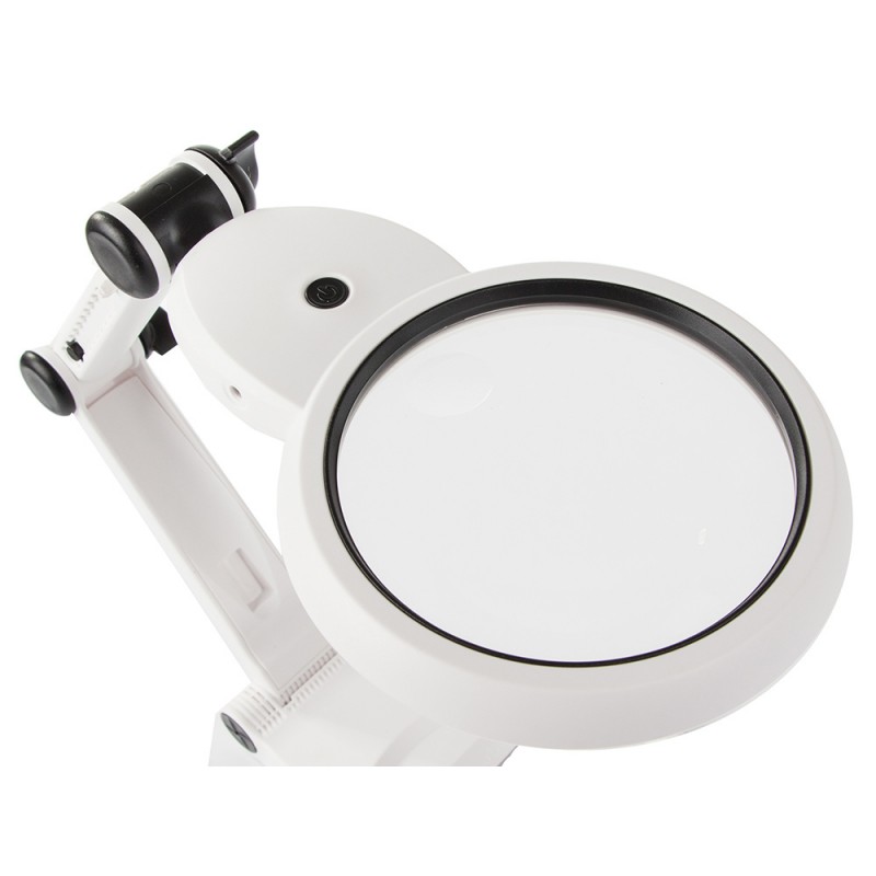 Stalinis didinamasis stiklas / lupa,18 LED, 12x, reguliuojama rankena