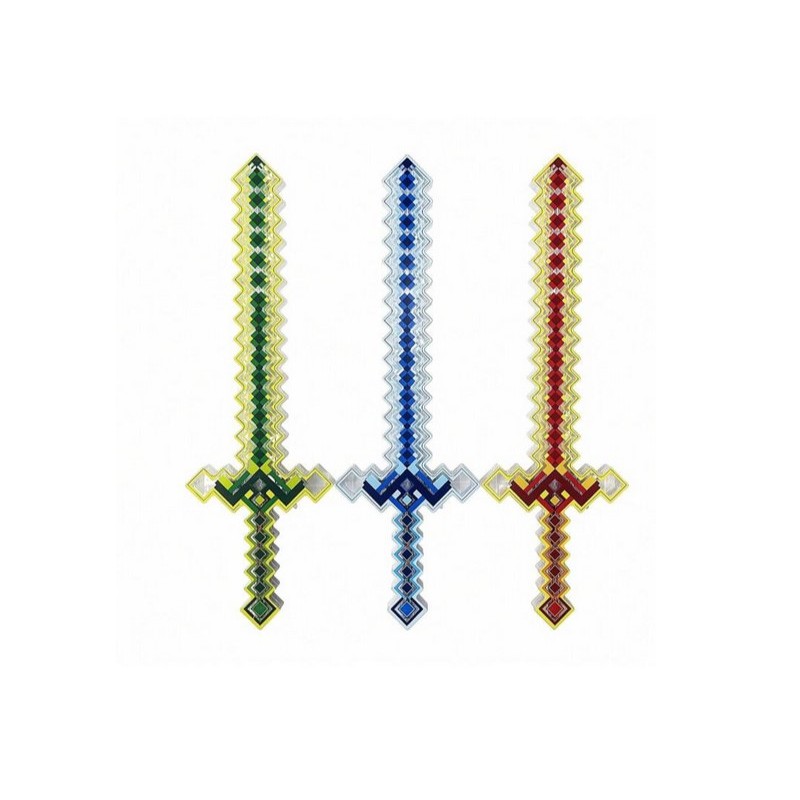 Šviečiantis ir garsus skleidžiantis Minecraft stiliaus kardas - mėlynas