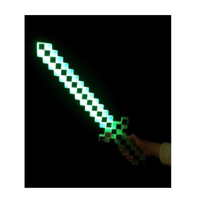 Šviečiantis ir garsus skleidžiantis Minecraft stiliaus kardas - mėlynas