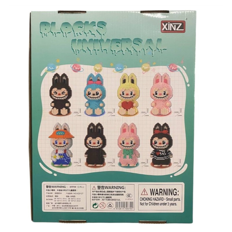 Didelis konstruktorius LEGO stiliaus Labubu figūrėlė 7283 dalių - mergaitė