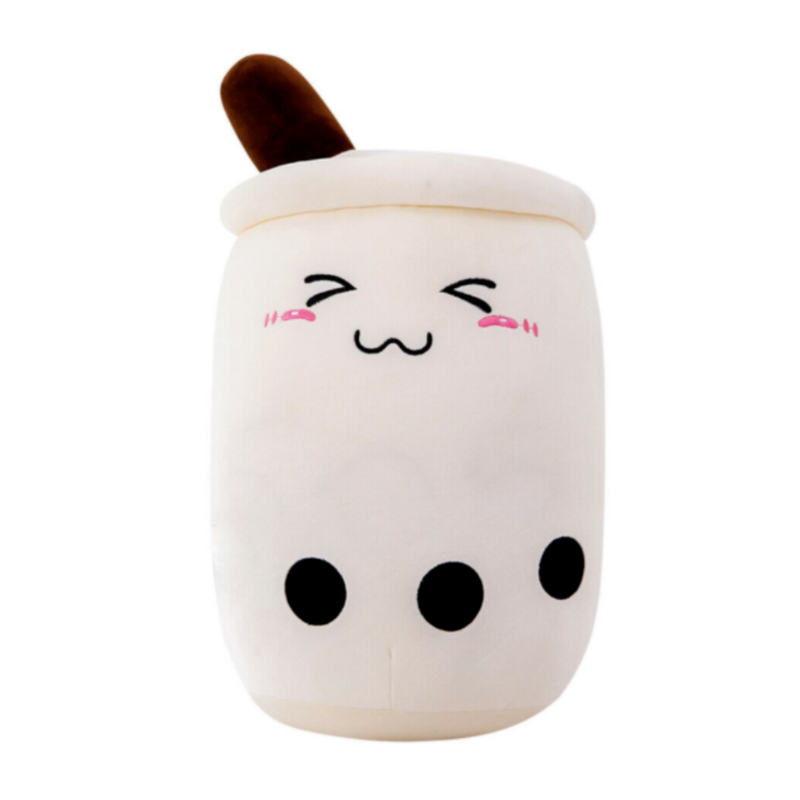 Mielas pliušinis žaislas / pagalvė Boba Bubble Tea, balta